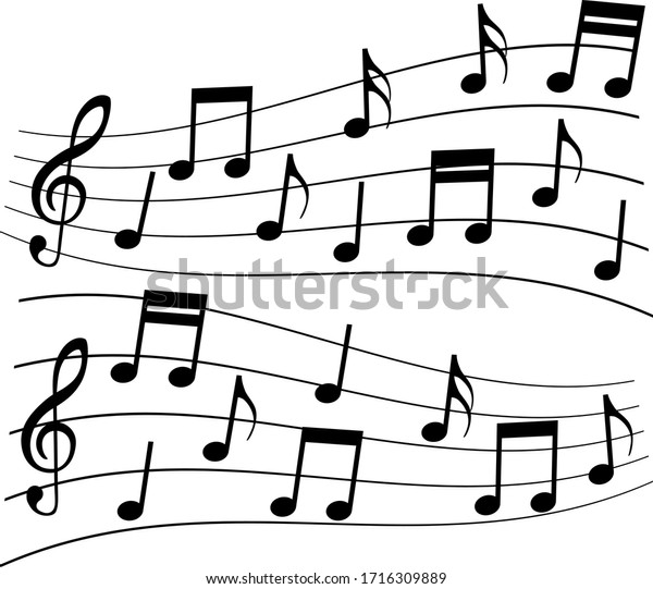 Illustration Musical Notes On Scale 库存矢量图（免版税）1716309889 | Shutterstock