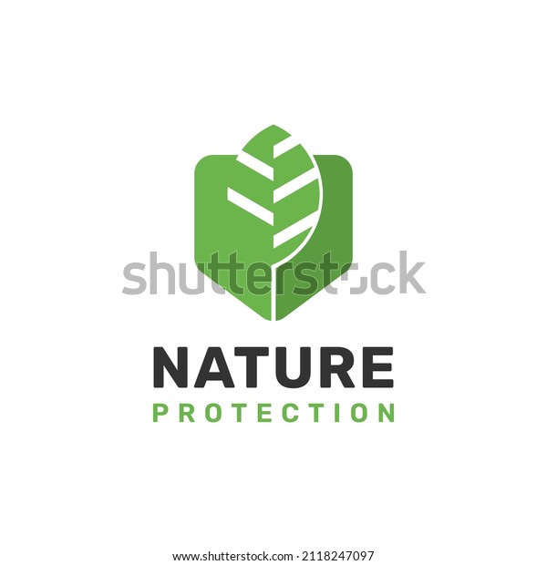 Illustration Nature Protection Logo Vector Green Stock Vector (Royalty ...