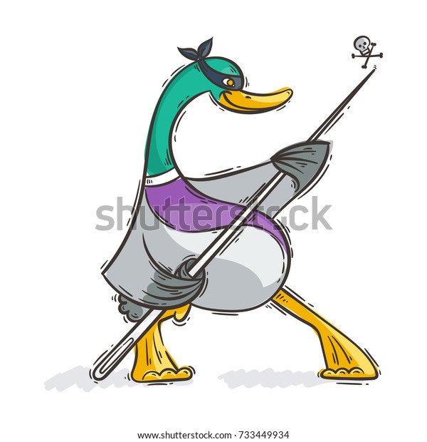Illustration Ninja Duck Needle Karate Bird Stock Vector (Royalty Free ...