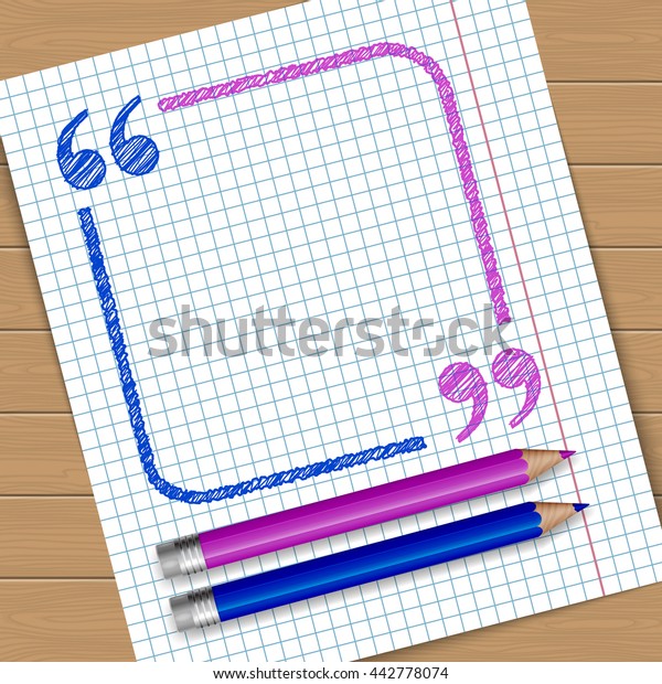Illustration Notebook Page Frame Quotation Marks Stock Vector (Royalty ...