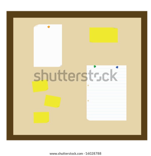 Illustration Notice Board Different Sized Paper: vector de stock (libre ...