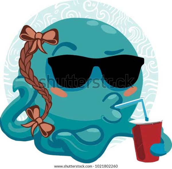 Illustration Octopus On Beach Stock Vector (Royalty Free) 1021802260 ...
