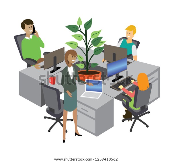 Illustration Office Environment Corporate Interior Arrangement Stock ...
