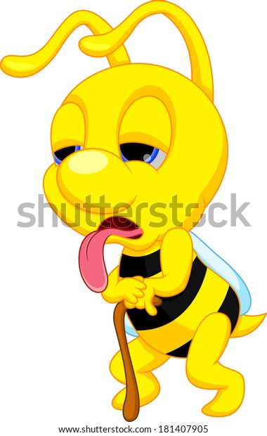 Illustration Old Bee Cartoon Stock Vector (Royalty Free) 181407905