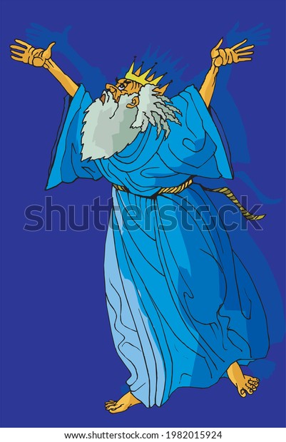 Illustration Old King Talking God Stock Vector (Royalty Free ...