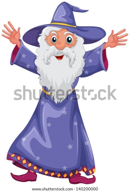 Illustration Old Wizard On White Background Stock Vector (Royalty Free ...