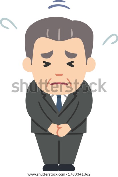 Illustration Old Worker Suit Apologizing Stock Vector (Royalty Free ...