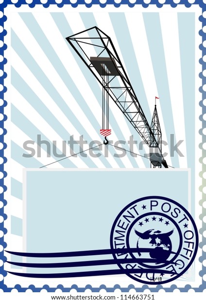 Illustration On Postage Stamp Construction Tower Stock Vector (Royalty ...