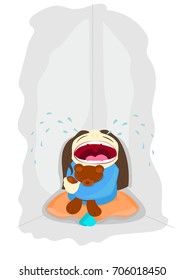 Illustration One Sad Child Crying Corner Stock Vector (Royalty Free ...