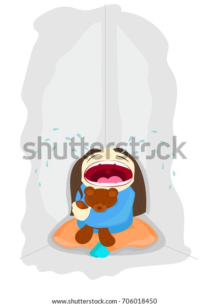 Illustration One Sad Child Crying Corner Stock Vector (Royalty Free ...