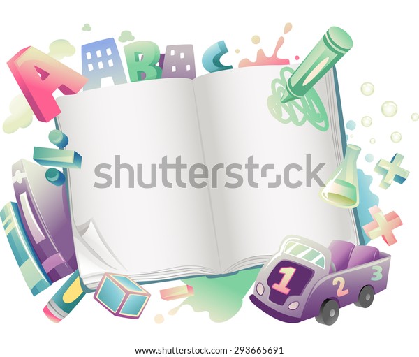 Illustration Open Book Surrounded By School Stock Vector (Royalty Free ...