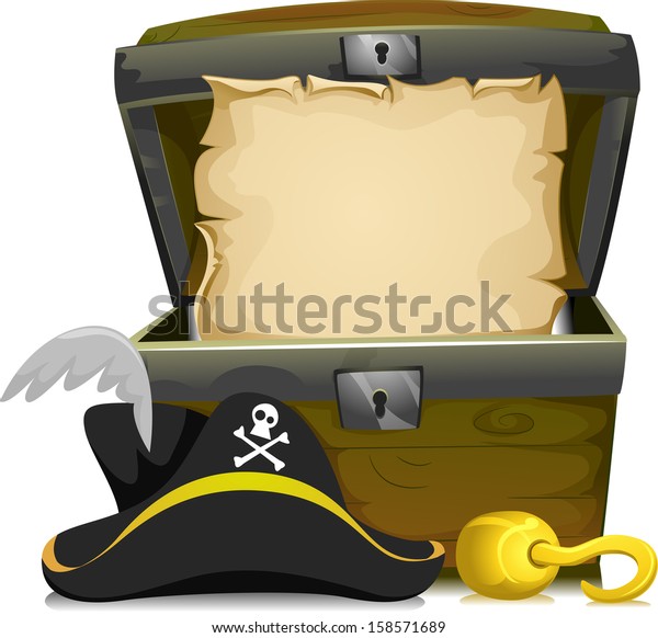 Illustration Open Treasure Chest Empty Scroll Stock Vector (Royalty ...