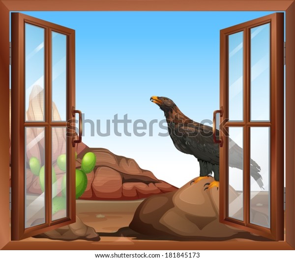 Illustration Open Window View Bird Above Stock Vector (Royalty Free ...