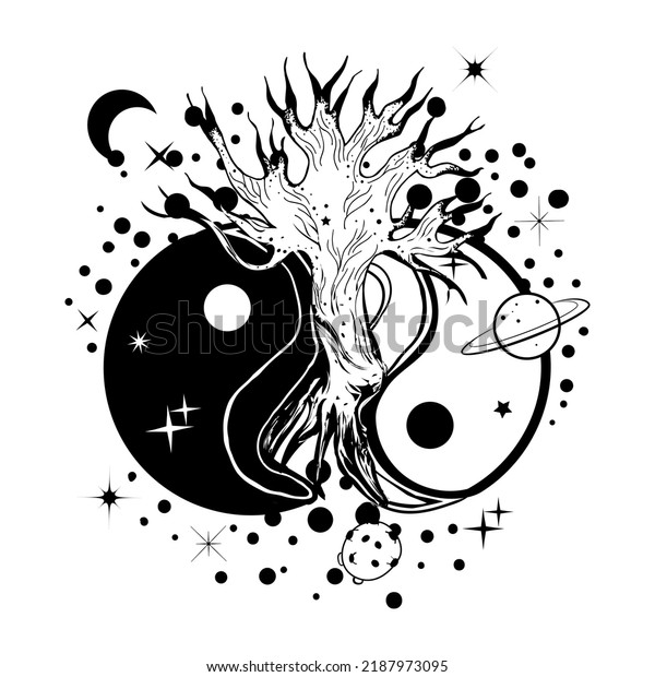 Illustration Open Yan Symbol Tree Inside: เวกเตอร์สต็อก (ปลอดค่า ...