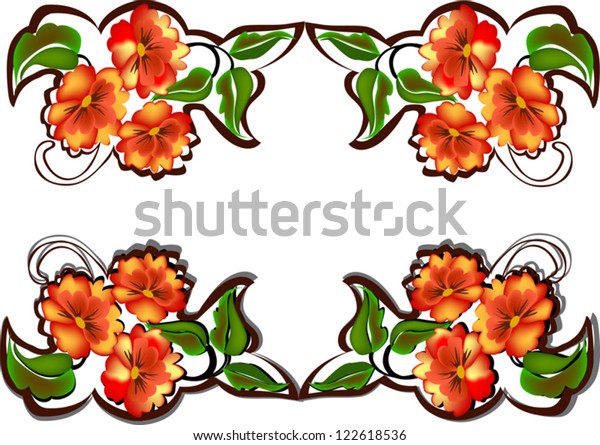 Illustration Orange Color Flowers Stock Vector (Royalty Free) 122618536 ...