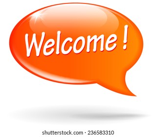 Illustration Orange Design Speech Welcome Stock Vector (Royalty Free ...