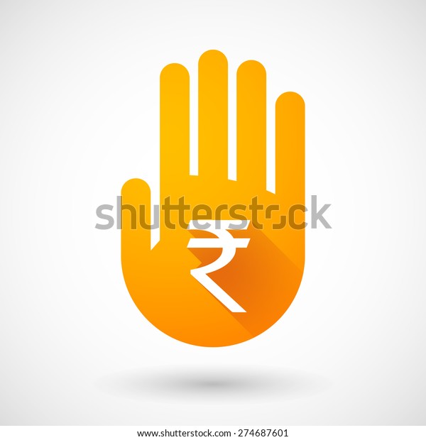 Illustration Orange Hand Icon Rupee Sign Stock Vector (Royalty Free ...