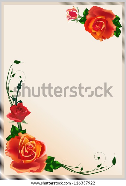 Illustration Orange Rose Frame Decoration Stock Vector (Royalty Free ...