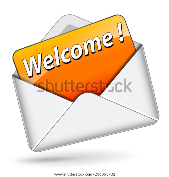 Illustration Orange Welcome Message Envelope Stock Vector (Royalty Free ...