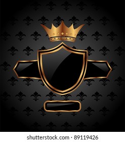 Illustration Ornate Heraldic Shield Crown Vector Stock Vector (Royalty ...