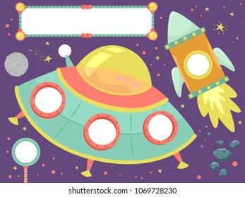 Illustration Outer Space Bulletin Board Design Stock Vector (Royalty ...