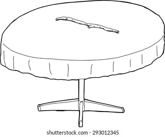 Illustration Outline Round Table Stick On Stock Vector (Royalty Free ...