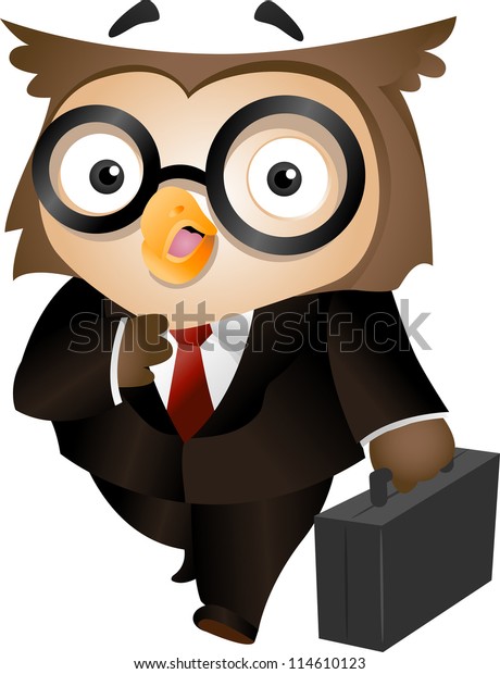 Illustration Owl Carrying Briefcase Stock Vector (Royalty Free) 114610123