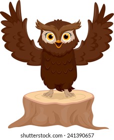 Illustration Owl Making Speech His Wings Stock Vector (Royalty Free ...