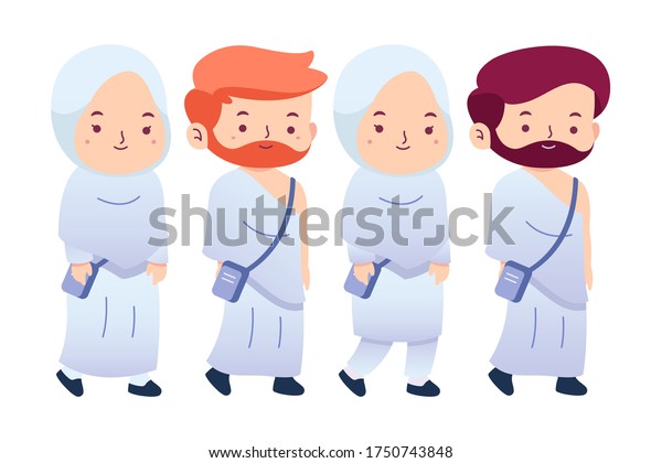 Illustration Pack Cute Characters Hajj Theme Stock Vector (Royalty Free ...
