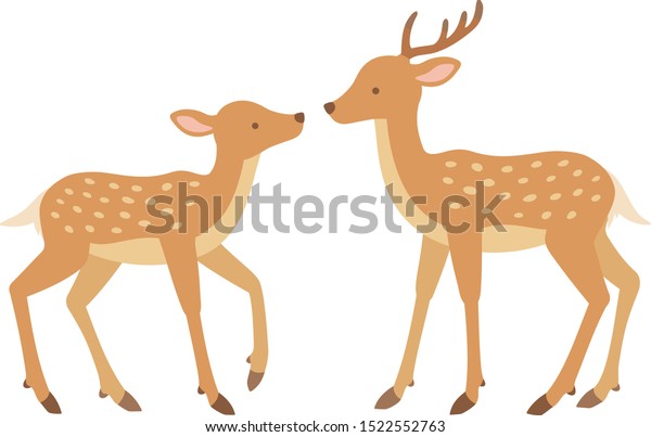 Illustration Pair Deer Facing Each Other Stock Vector (Royalty Free ...