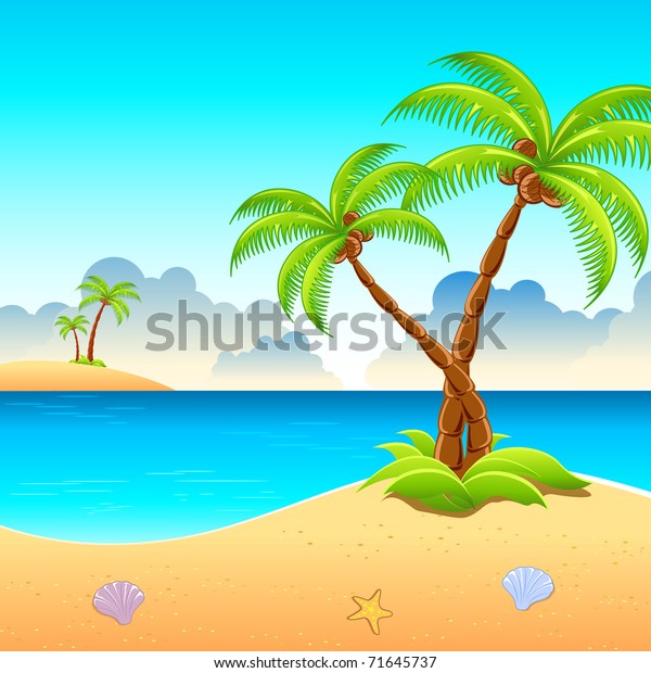 Illustration von Palmen am Strand mit: Stock-Vektorgrafik (Lizenzfrei ...