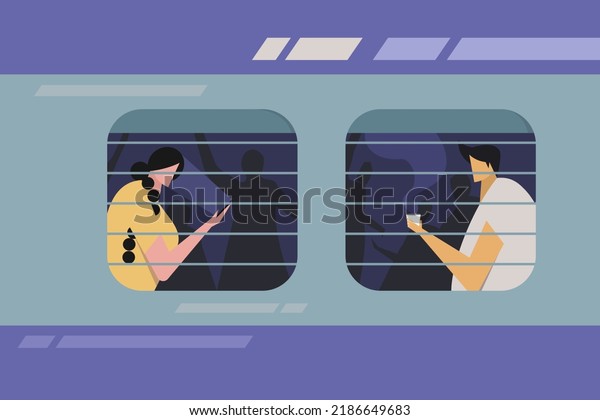Illustration Passengers Sitting Window Seat Train Stock Vector (Royalty ...