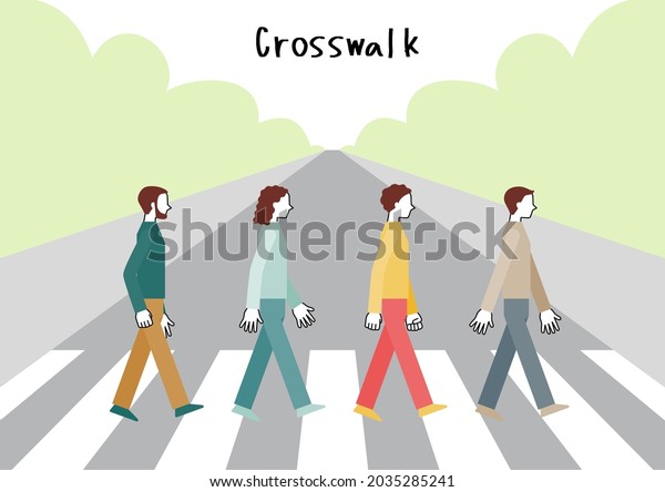 Illustration People Crossing Road Vector Stock Vector (Royalty Free ...