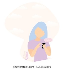 Illustration People Using Smartphones Using Gradient: เวกเตอร์สต็อก ...