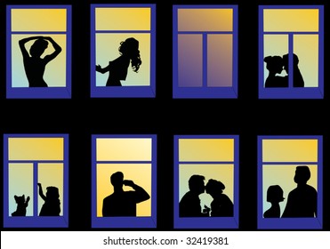 Illustration People Windows Stock Vector (Royalty Free) 32419381 ...