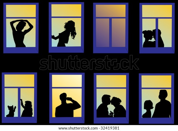 Illustration People Windows Stock Vector (Royalty Free) 32419381 ...