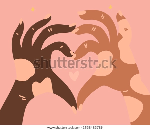 Illustration Peoples Two Hands Different Skin Stock Vector (Royalty ...