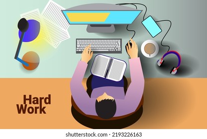 Illustration Person Work Completing His Task Stock Vector (Royalty Free ...