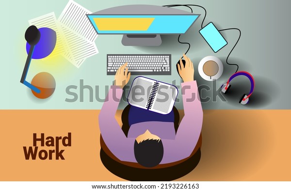 Illustration Person Work Completing His Task Stock Vector (Royalty Free ...