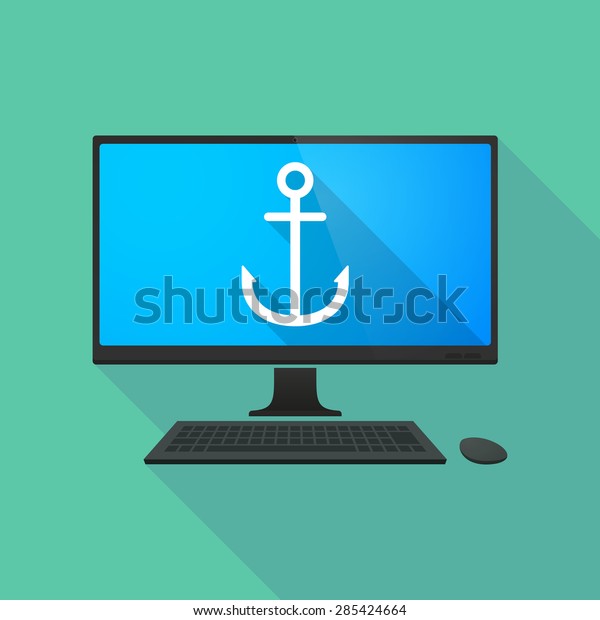 Illustration Personal Computer Anchor Stock Vector (Royalty Free ...