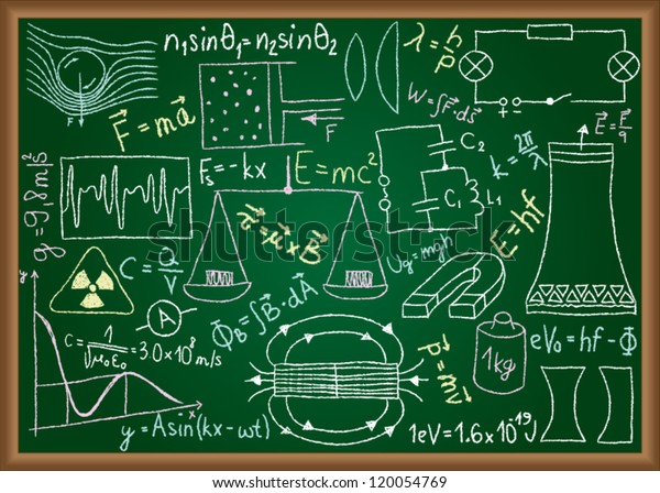 Illustration Physical Doodles Equations Drawn On Stock Vector (Royalty ...