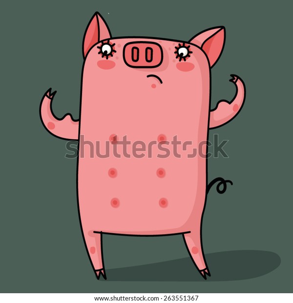 Illustration Pig Lifting Weights Stock Vector (Royalty Free) 263551367
