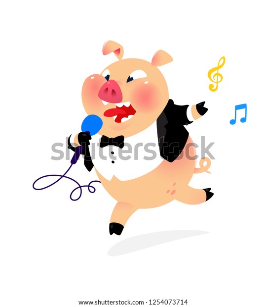 Illustration Pig Microphone Tail Coat Vector 库存矢量图（免版税）1254073714 ...