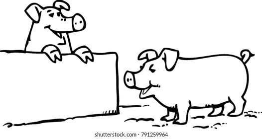 Illustration Pigs Holding Sign Stock Vector (Royalty Free) 791259964 ...