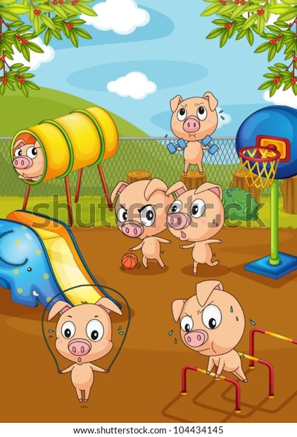 Illustration Pigs Working Out Stock Vector (Royalty Free) 104434145 ...