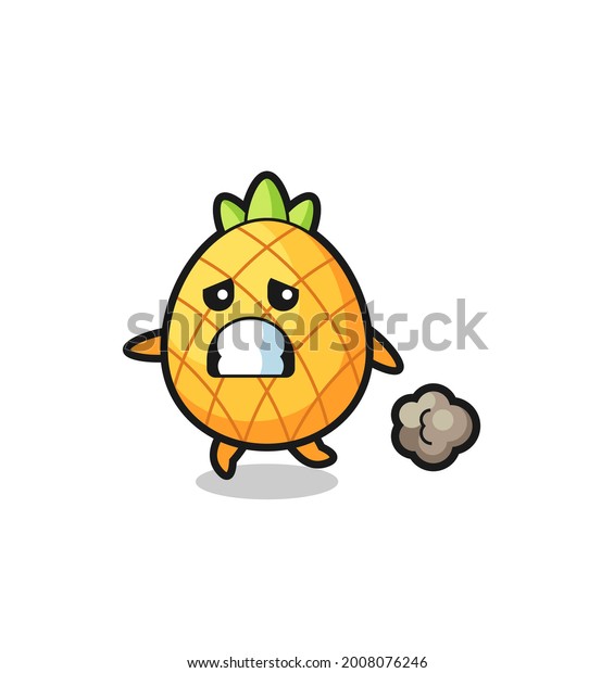 Illustration Pineapple Running Fear Cute Style Stock Vector (Royalty ...
