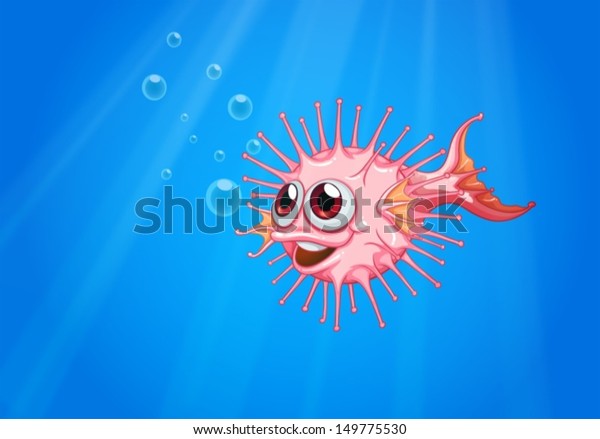 Illustration Pink Puffer Fish Ocean Stock Vector (Royalty Free ...