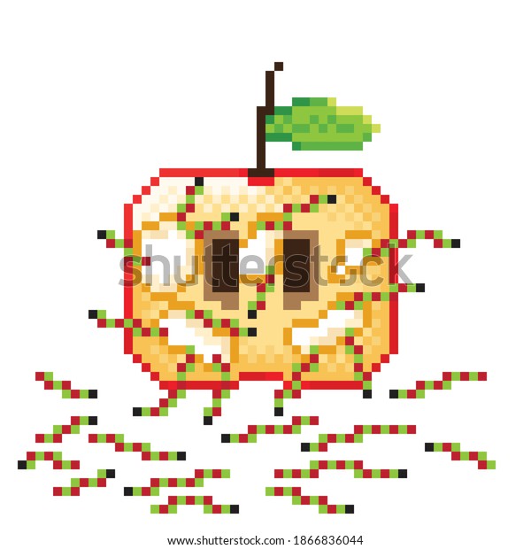 Illustration Pixel Art Apple Vector Picture: เวกเตอร์สต็อก (ปลอดค่า ...