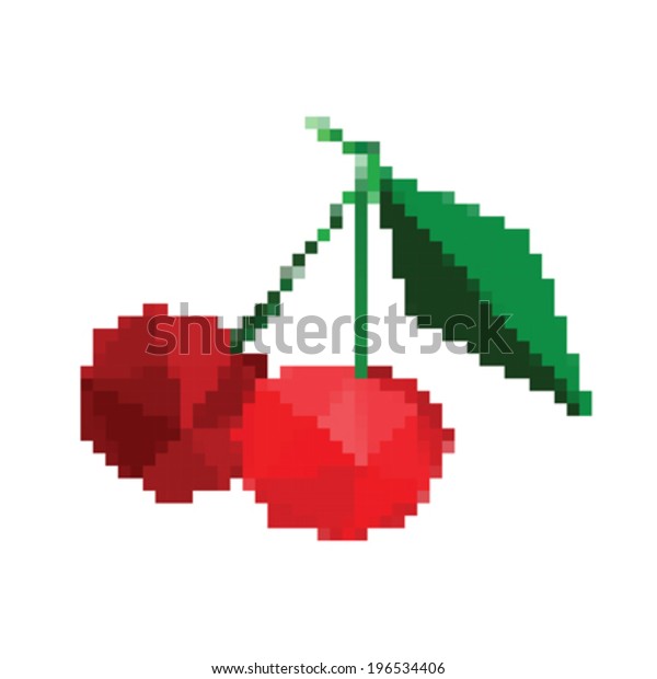 Illustration Pixel Art Cherries Isolated On Stock Vector (Royalty Free ...