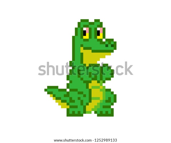 Illustration Pixel Art Crocodile Pixel Style: vector de stock (libre de ...